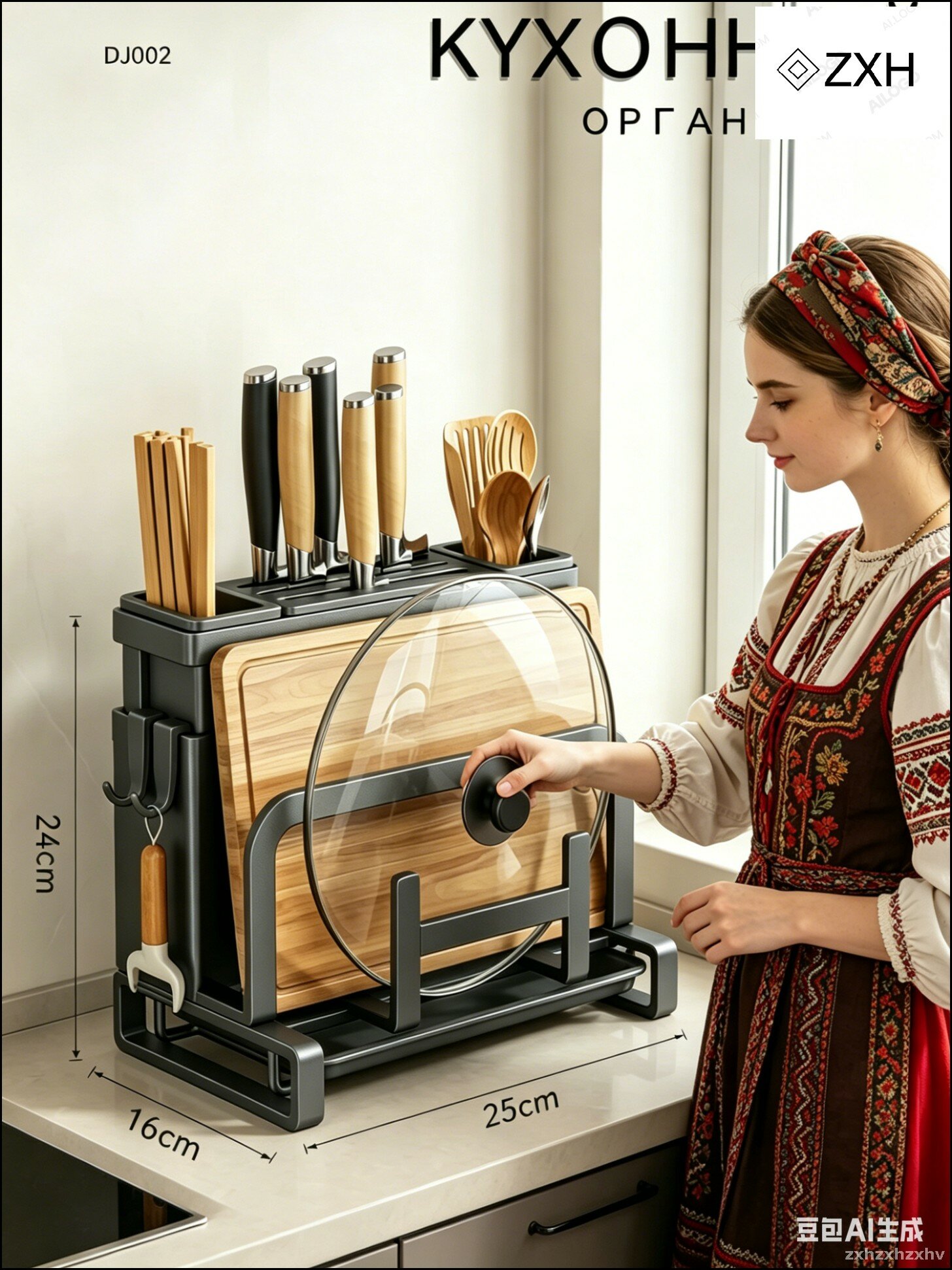 Держатель кухонный для специй, для кухонной утвари, 25 см х 16 см х 24 см