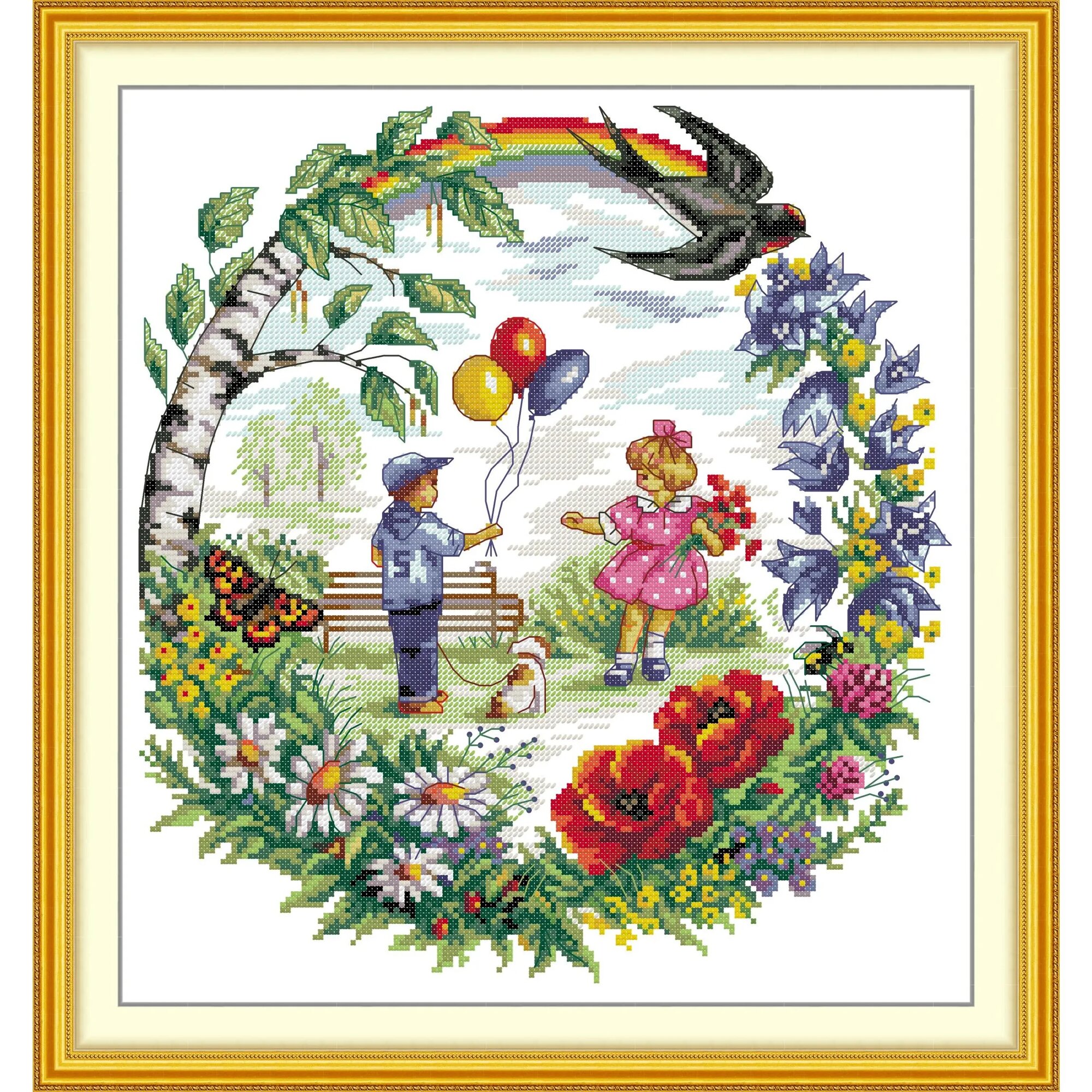 Набор для вышивки крестом Joy Sunday "Лето в детстве", портрет, 14 каунта White Cloth, 16CT