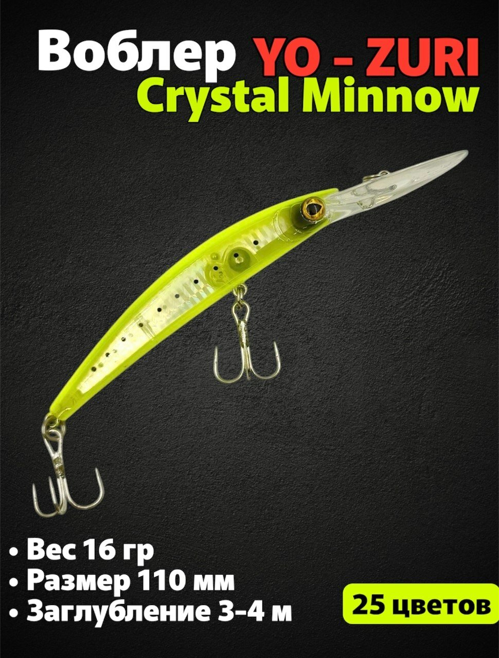 Воблер Yo-Zuri Crystal Minnow Deep Diver 110 F R1135-GHCS