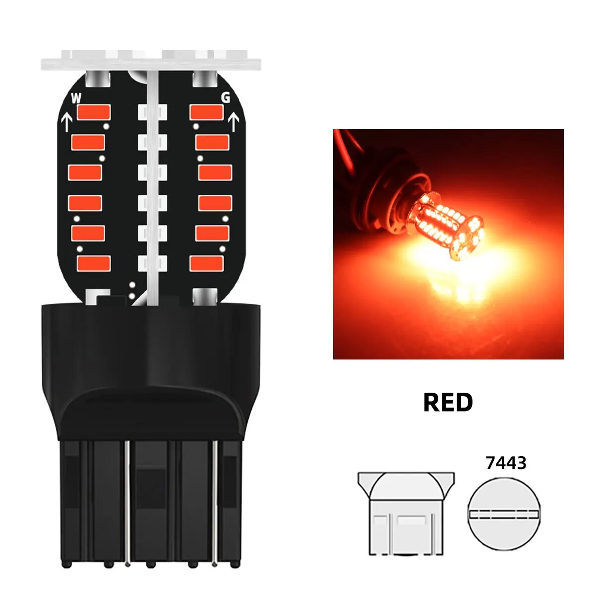 Светодиодные стоп-сигналы 7443 Red, 64 SMD, 12В