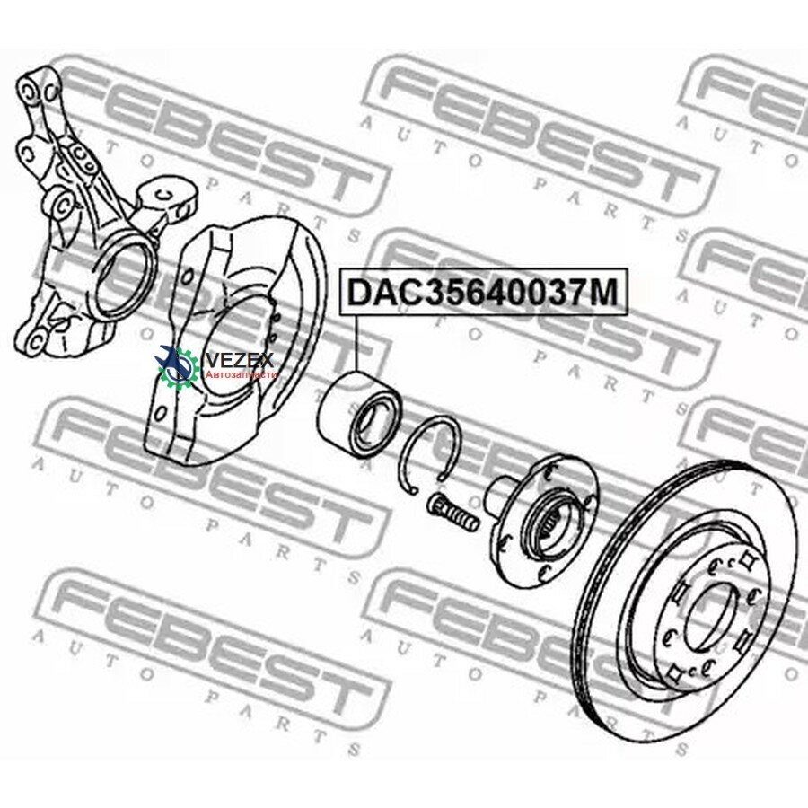 FEBEST DAC35640037M Подшипник ступицы передний MITSUBISHI SPACE STAR 2012-2014 DAC35640037M