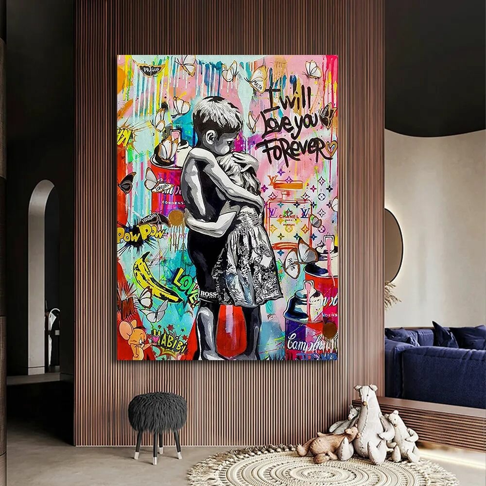 Картина Бэнкси "Уличное искусство", холст, на подрамнике, 40x60 см
