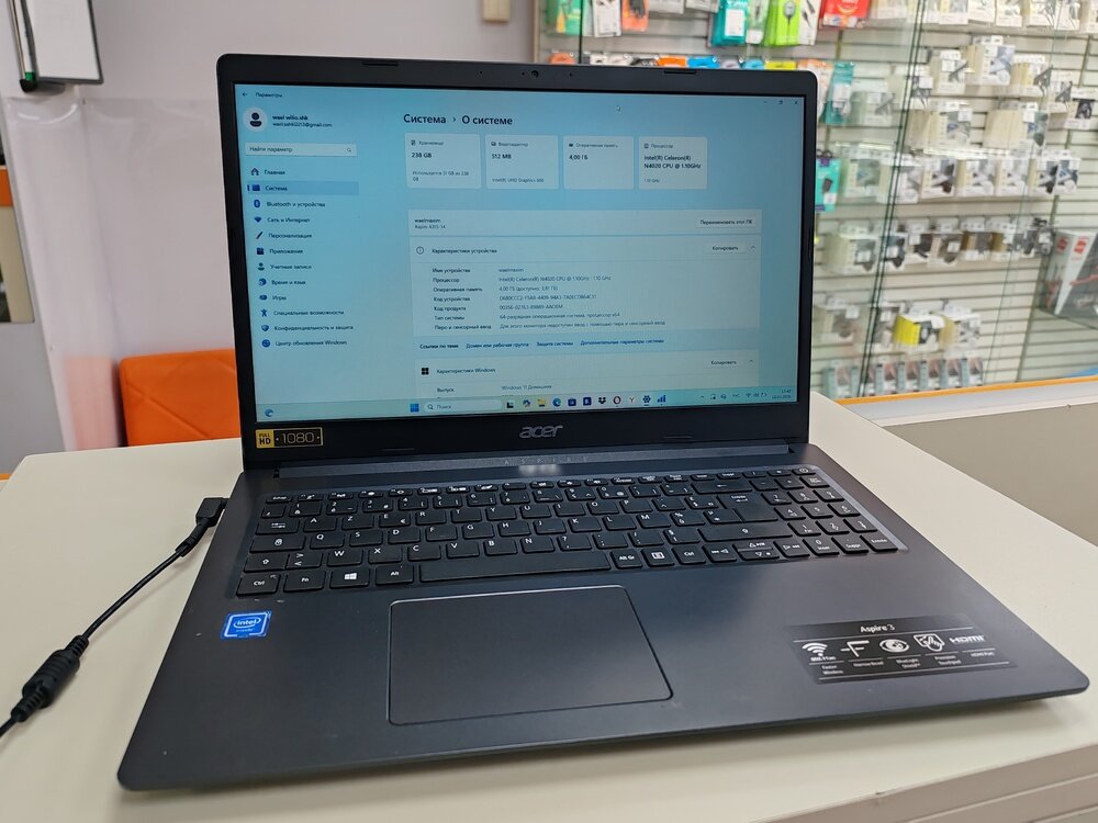 Ноутбук Acer A315-34-C1JD; Celeron N4020, Intel UHD Graphics 620, ОЗУ 4 Гб, SSD 256 Гб БУ уценка