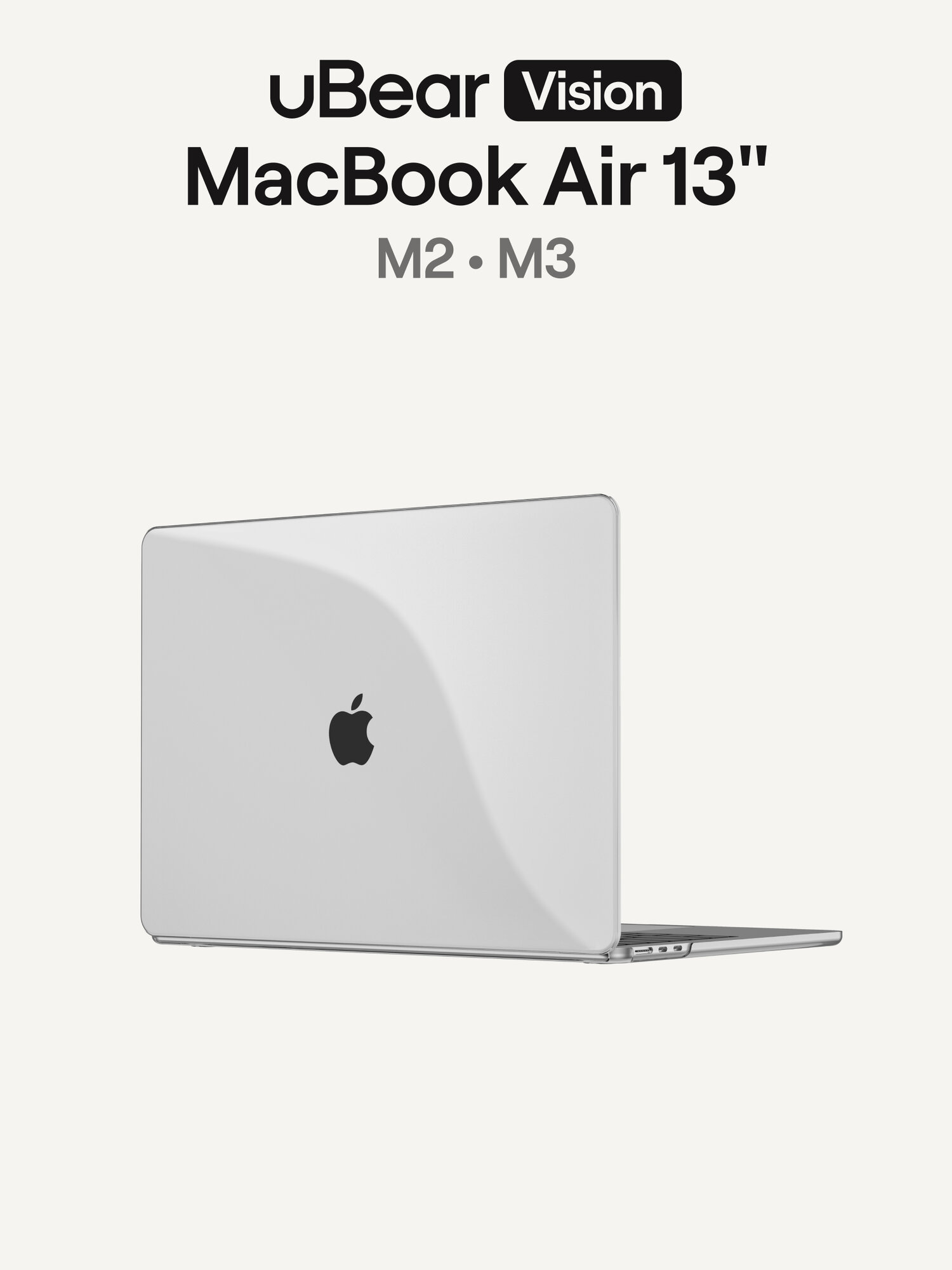 Чехол для MacBook Air 13" (M2 | M3 | M4) uBear Vision Case, прозрачный глянцевый