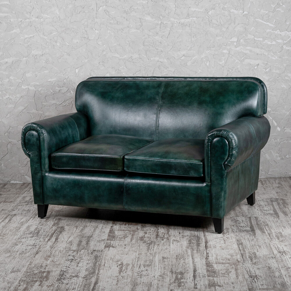 Прямой диван, натуральная кожа буйвола, "Элегант", Decor of Today, механизм нераскладной, 150*90*90 (габариты)