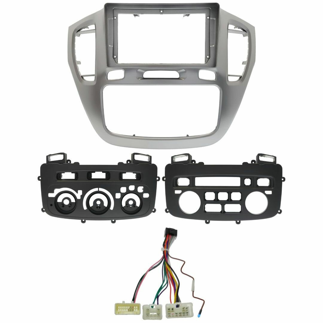 Рамка переходная Toyota Highlander, Kluger 2000 - 2007 серая для 9" магнитолы + проводка / Wide Media