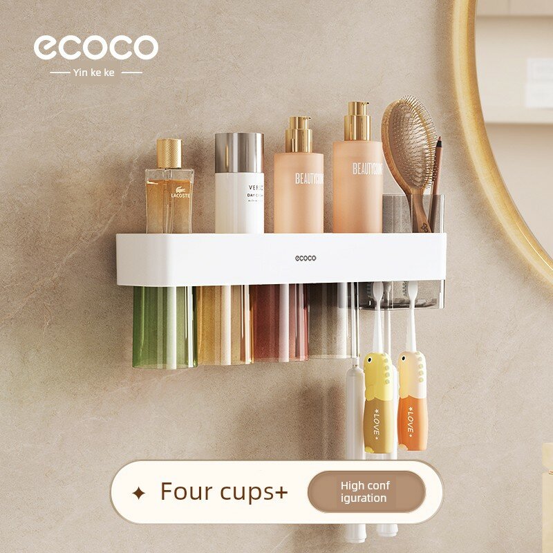 Держатель для зубных щеток ecoco/ECOCO, настенный, без сверления, магнитный, в форме чашки, с перевернутой подставкой