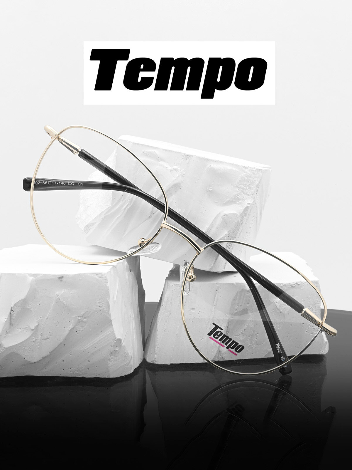 Оправа для очков Tempo 2502 C01 пол Женский форма оправы Кошачий глаз цвет оправы Золотой