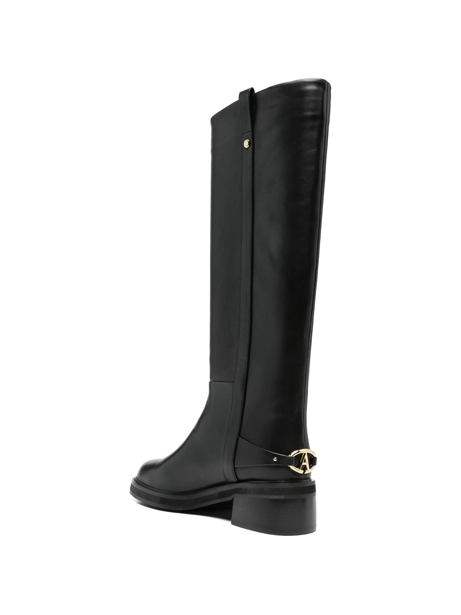 Ботинки ADRIANNA FERETTI Logo-plaque knee-high boots, размер 40, black/black — фото 1