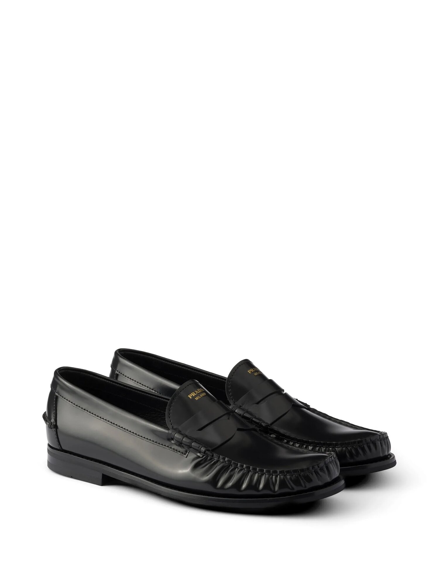 Лоферы Prada Brushed leather loafers, размер 7 UK, black/black — фото 1