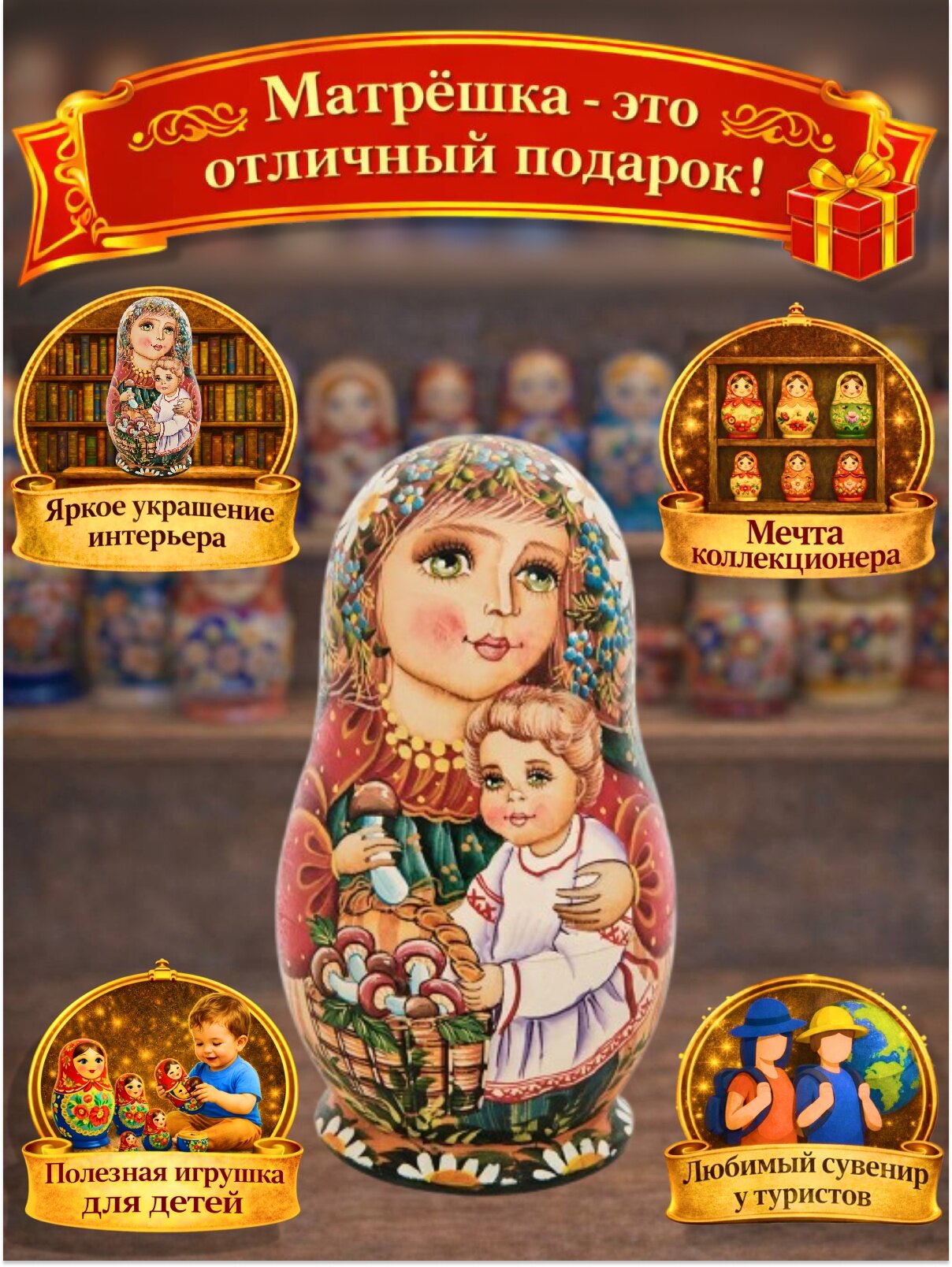 Матрешка Мария и мальчик — фото 1