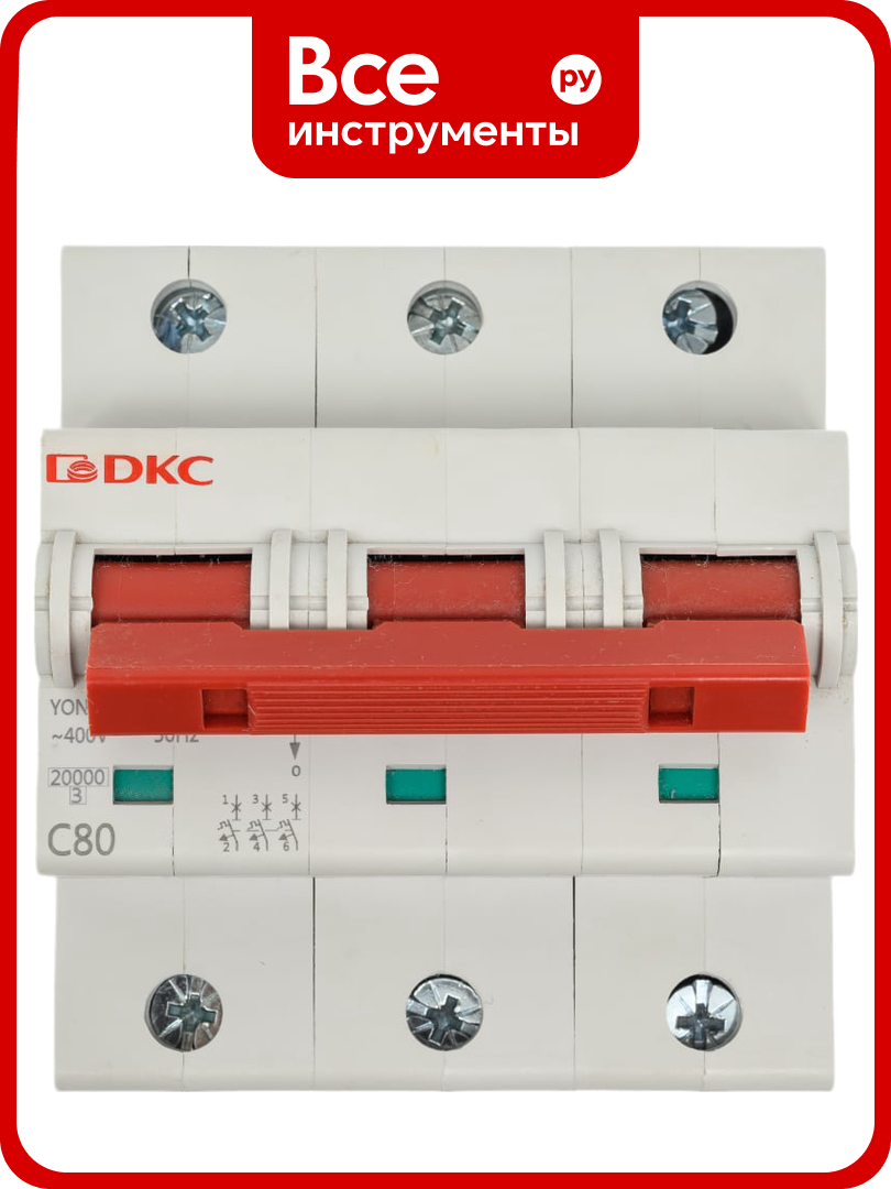 Автоматический модульный выключатель DKC YON MD125 3P 80А C 20kA MD125-3C80, для применения электрических цепях,