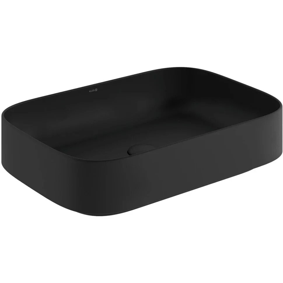 Накладная раковина Kludi RESA S 58CW4039 60 без отверстия под смеситель, фарфоровая, с донным клапаном, прямоугольная, раковина для ванной, черная, матовая