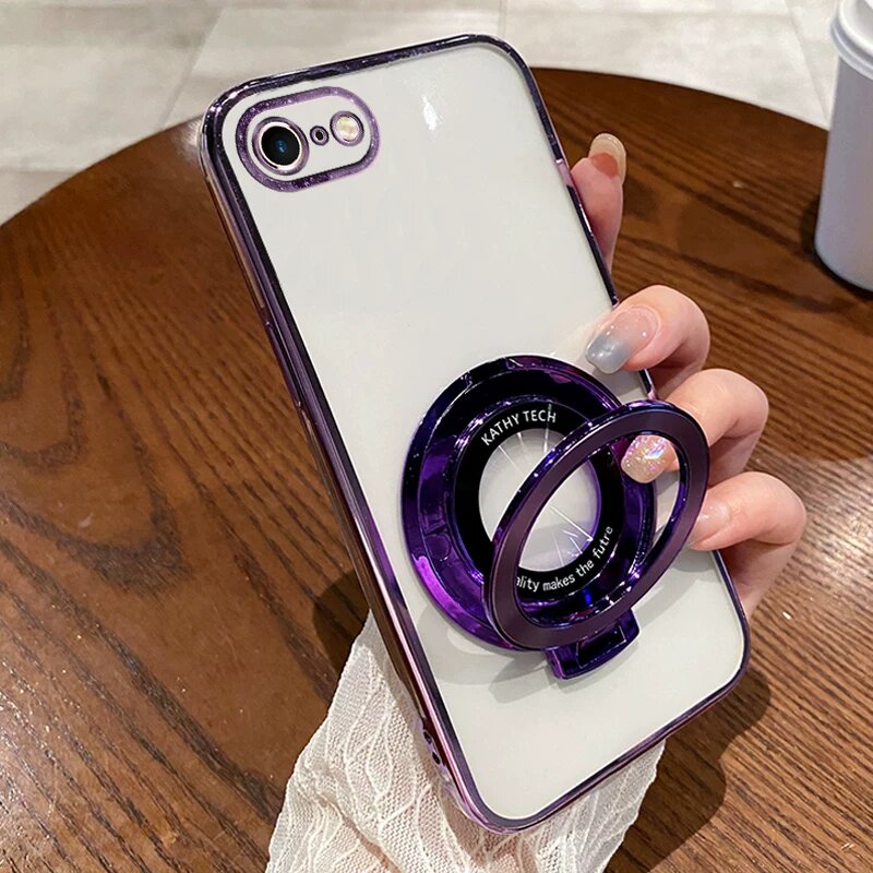 Чехол для iPhone 6s Plus из прозрачного силикона с подставкой в цвете темно-фиолетового
