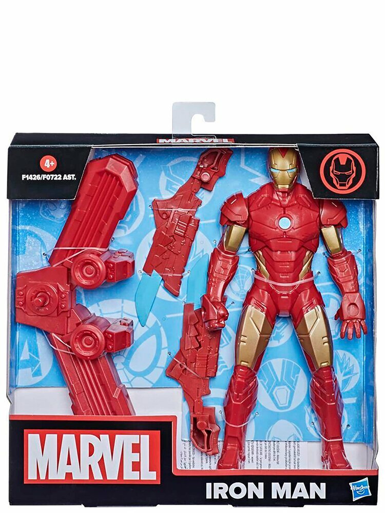 Фигурка Железный Человек Marvel Hasbro, 24 см: подвижная игрушка Мстители с аксессуарами (дуговой реактор и мечи)