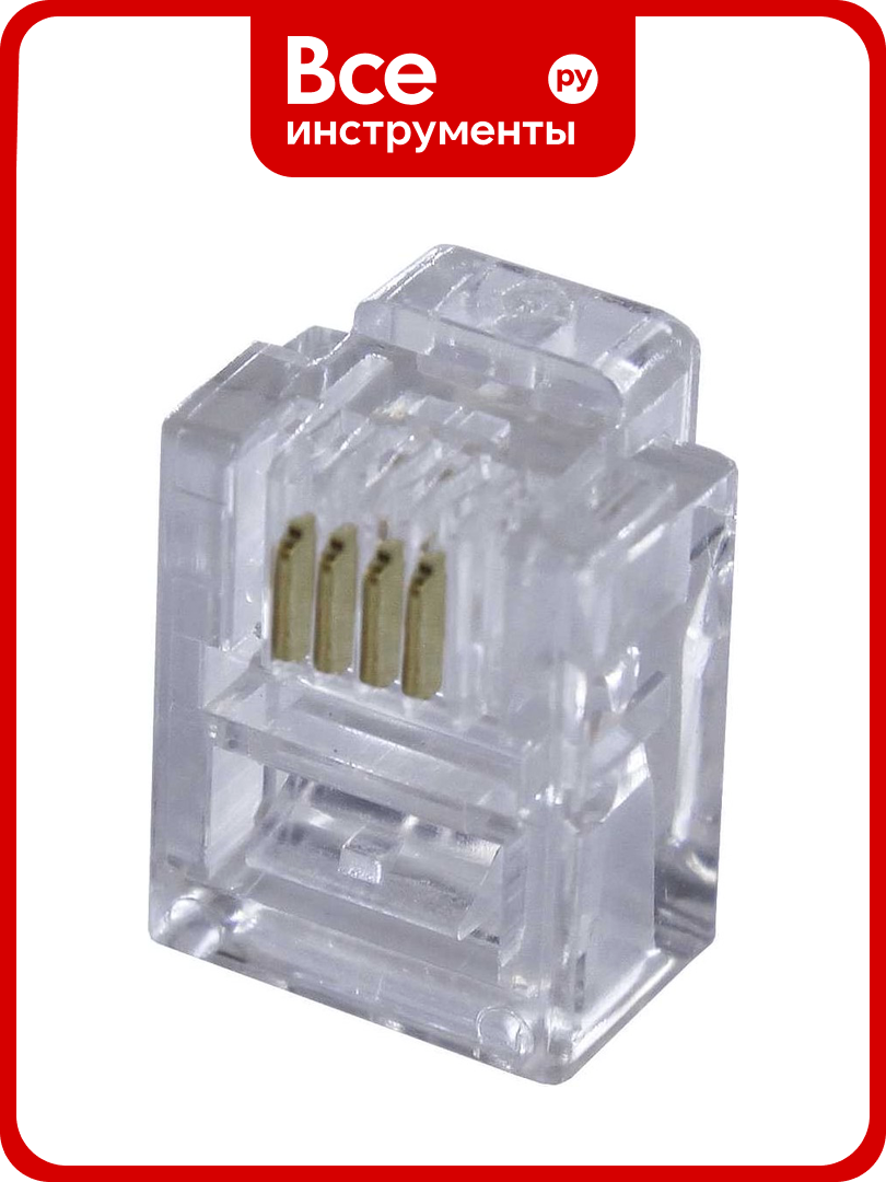 Коннектор OXION RJ-11 (6P4C), пакет 100 шт, арт. OX-RJ-116P4C100PCS