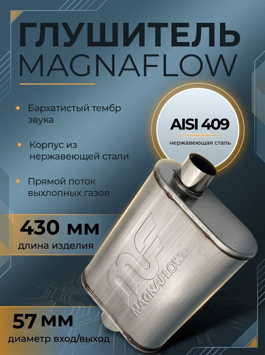 Глушитель прямоточный Magnaflow Premium с винтовой перфорацией 57мм