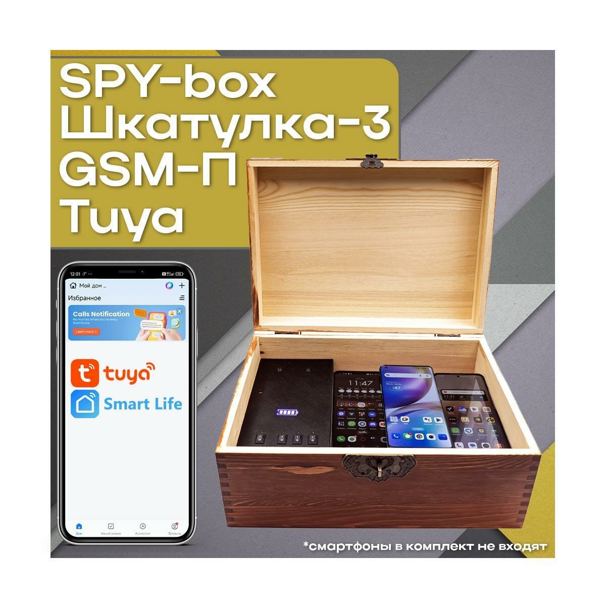 Акустический ультразвуковой GSM/Tuya/Wi-Fi сейф спай-бокс Шкатулка-3-TUYA GSM-П (A10172IW) - акустические сейфы для телефона с подавлением мобильной