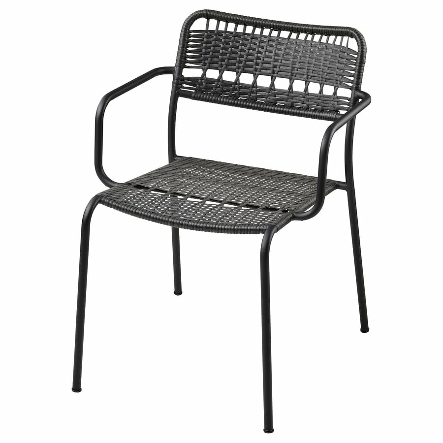 Стул с подлокотниками IKEA LACKO, цвет темно-серый 78x57 см 604.633.04
