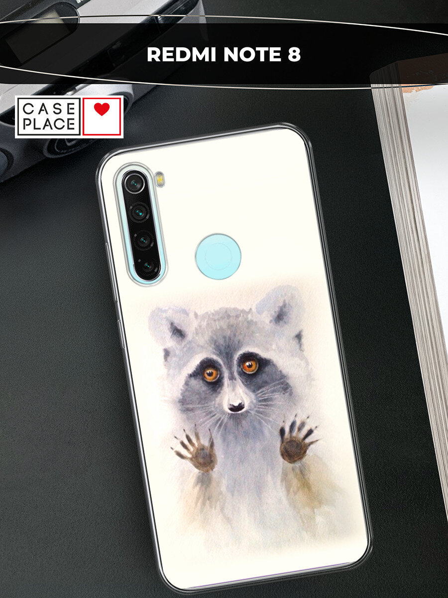 Чехол на Xiaomi Redmi Note 8 / Сяоми Редми Нот 8 с принтом Енот за стеклом