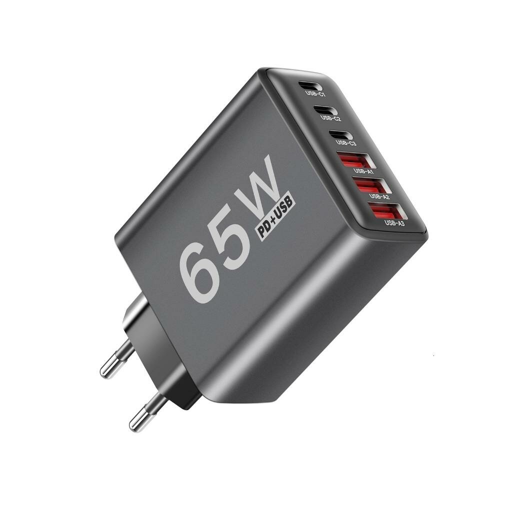 65 Вт USB-устройство с 6 портами, Черный - EU