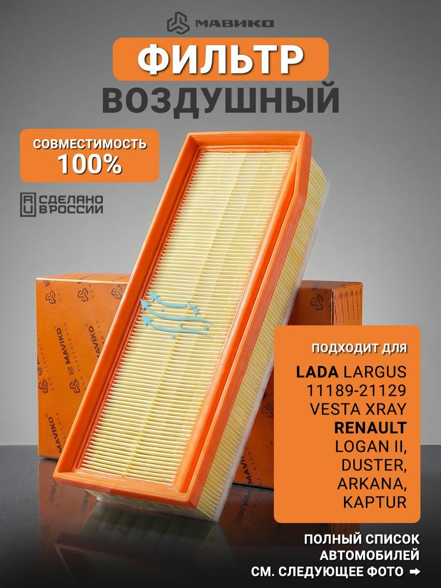 Фильтр воздушный Лада Ларгус Веста Lada XRay Ниссан Террано 3, Рено логан 2, Сандеро Степвей 2, Каптур Доккер Дастер 2 Аркана
