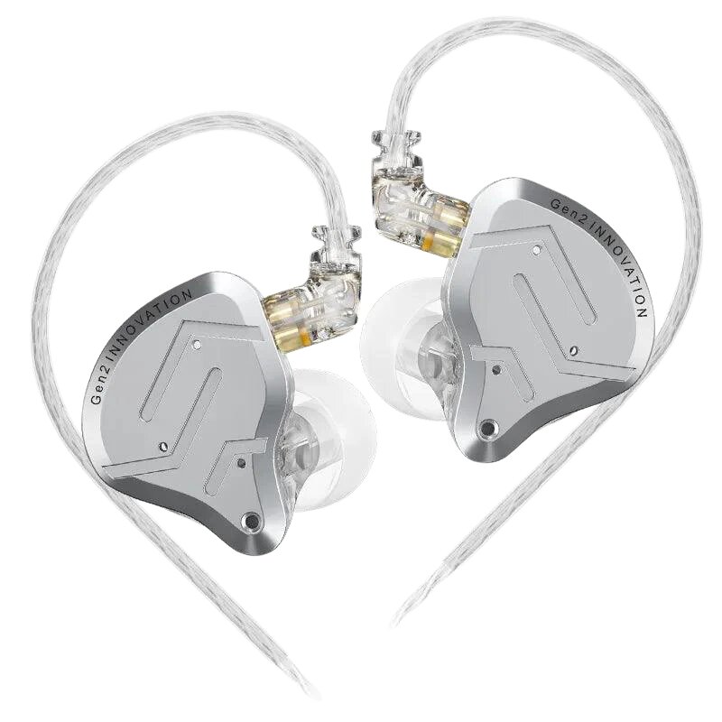 Проводные наушники KZ ZSN Pro 2 Silver, без микрофона, гибридные IEM