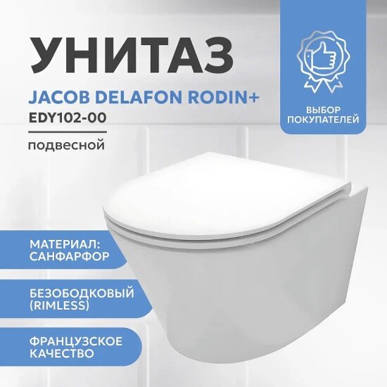 Унитаз Jacob Delafon подвесной EDY102-00 RODIN+ без сиденья