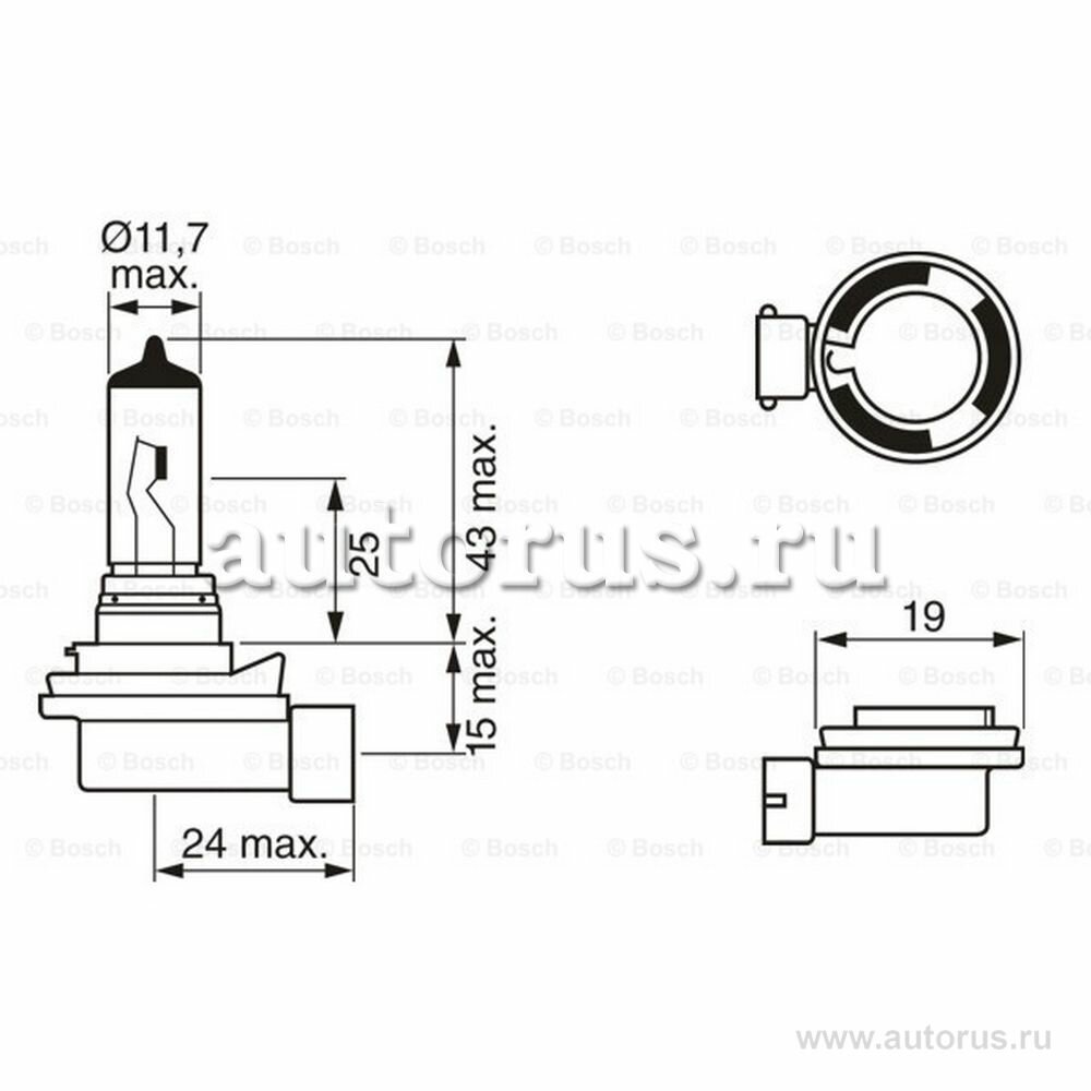 Лампа 12V H8 35W BOSCH Pure Light 1 шт. картон 1 987 302 081