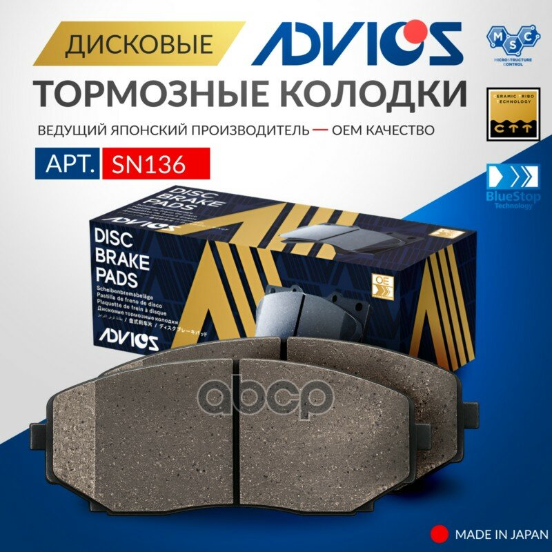 Дисковые тормозные колодки ADVICS передние ADVICS арт. SN136