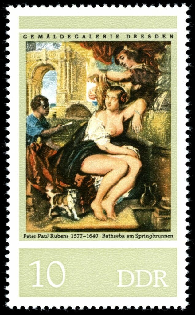 (1977-032) Марка Германия (ГДР) "Вирсавия у фонтана" Питер Пауль Рубенс III