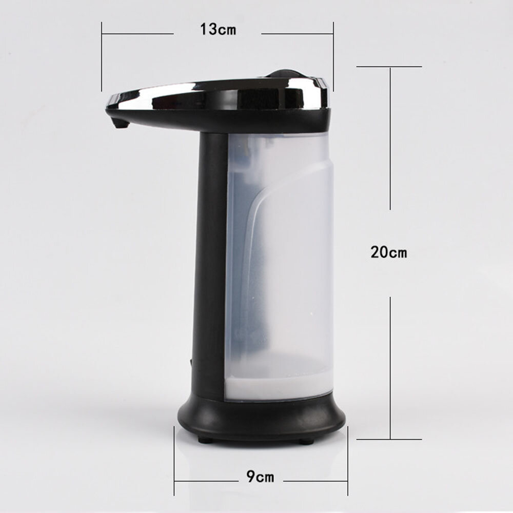 Автоматический дозатор мыла 400ML, пенный диспенсер для жидкого мыла, сенсорный безконтактный, инфракрасный датчик, для ванной комнаты, дома, офиса, школы, черный цвет, материал ABS, батарейки 4*AAA не входят, размер упаковки 21.3*14.7*9см, вес упаковки