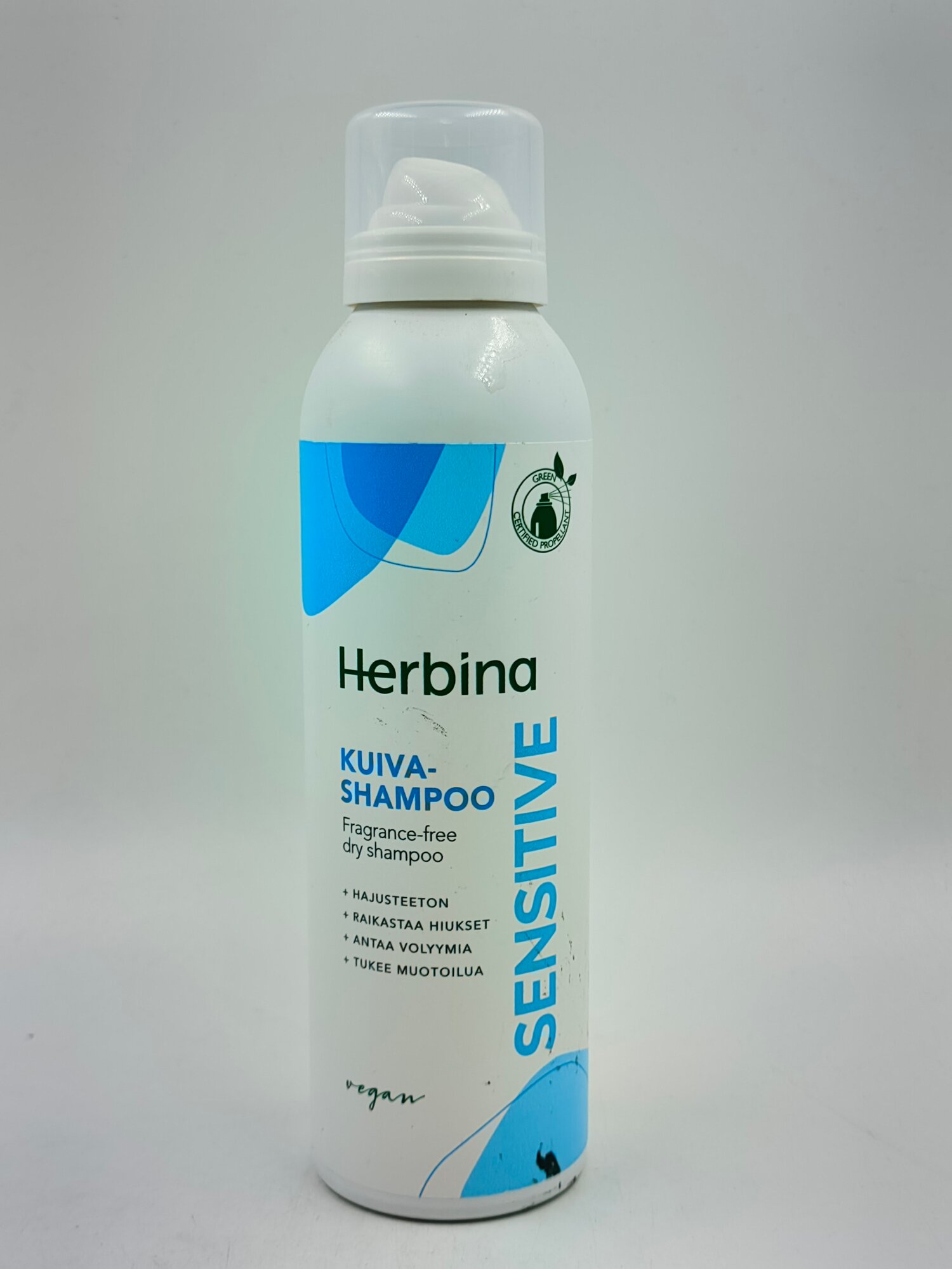 Сухой шампунь для волос Herbina Sensitive без отдушки для чувствительной кожи 200 мл (из Финляндии)