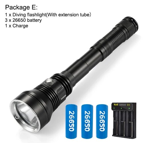Asafee A33 Подводный фонарик White light, 26650x3