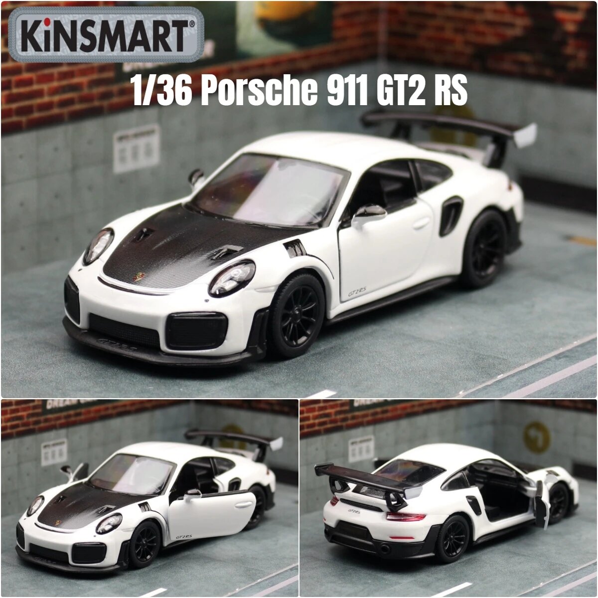 KiNSMART Porsche 911 GT2 RS Белый, белый