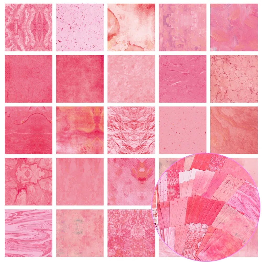 Цветная текстурная бумага для скрапбукинга Розовый, Pink 100Pcs