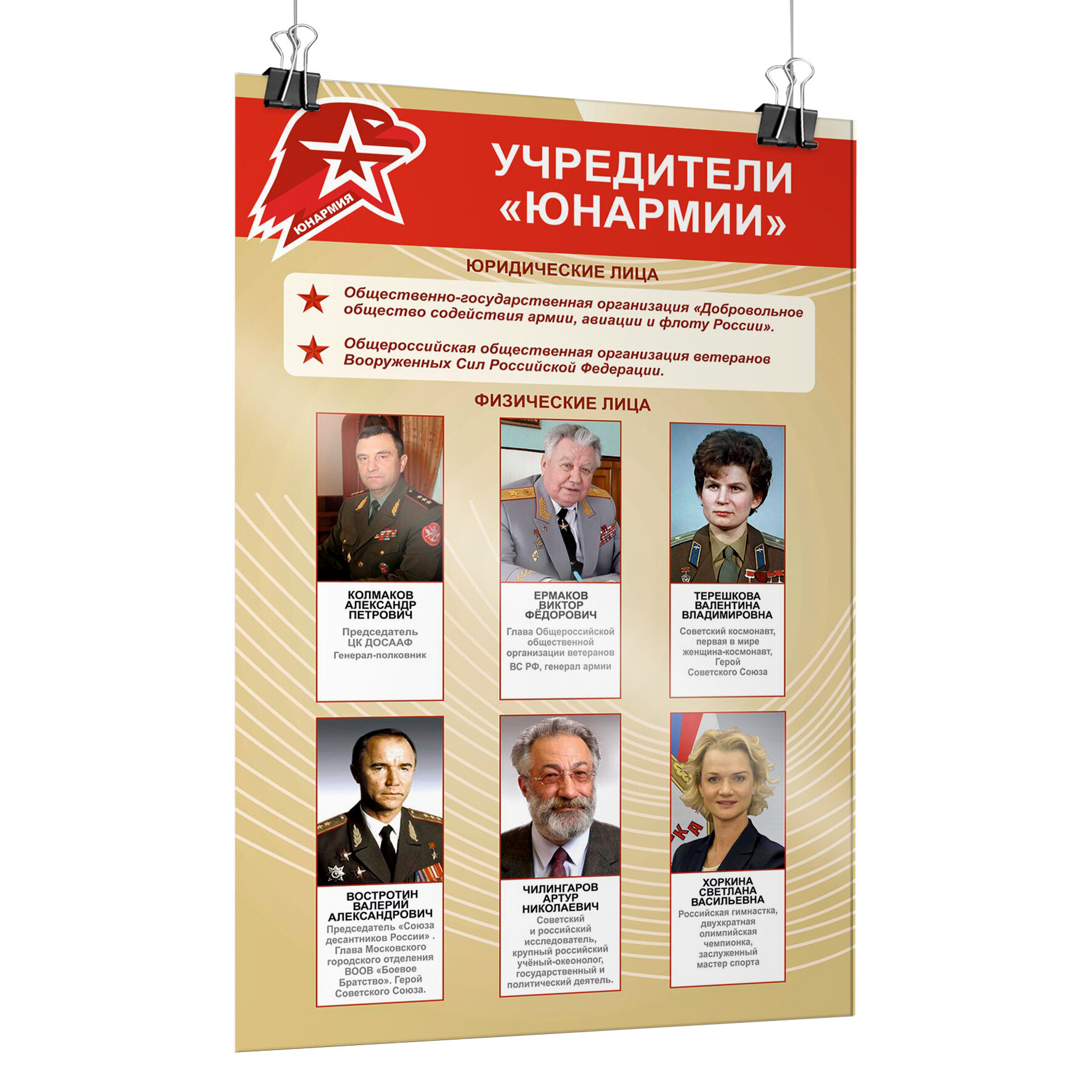 Плакат "Учредители Юнармии" / А-4 (21x30 см.)