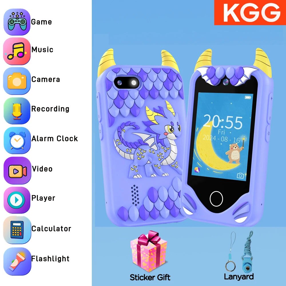 Детский телефон KGG синий, 2.8" с играми и музыкой