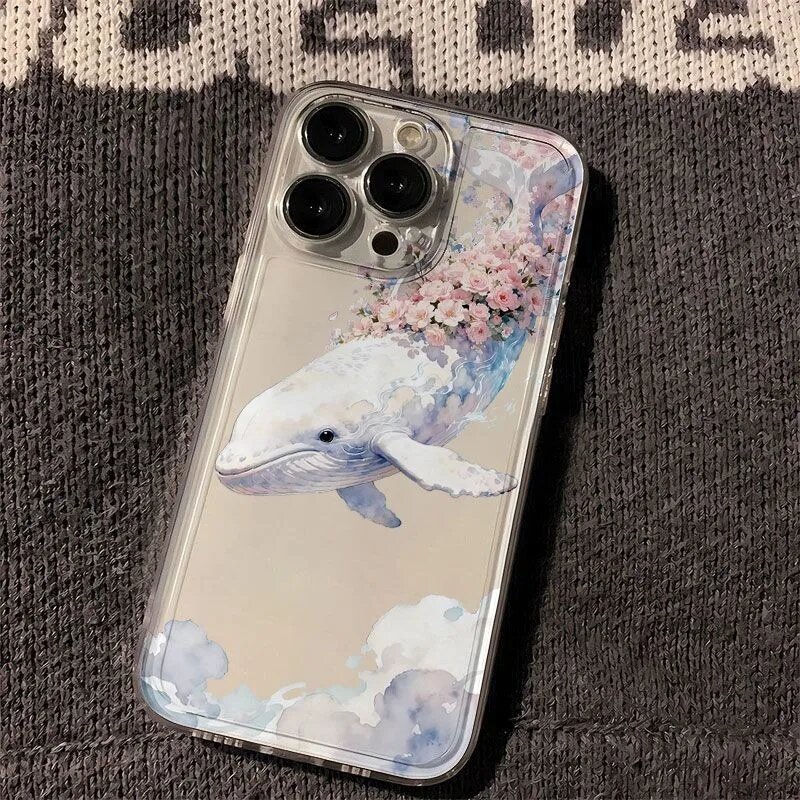 Мягкий чехол для телефона Samsung Galaxy S26 S24 S25 S23 Ultra S22 S21 S20 Plus FE A50 с акварельным рисунком: кит, романтический океан, цветы