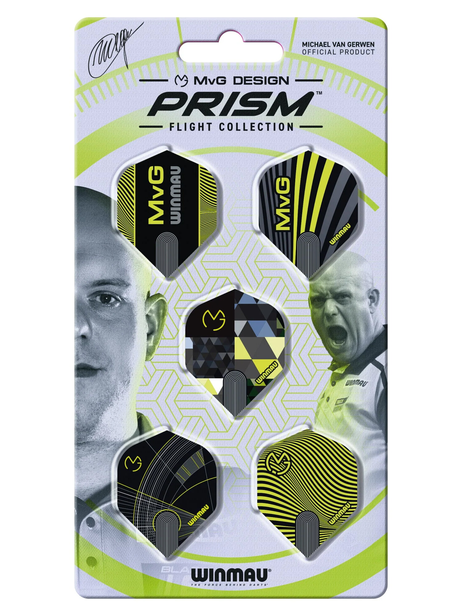 Набор (8155) из 5-ти комплектов оперений WINMAU MvG Prism Flight Collection для дротиков Дартс.