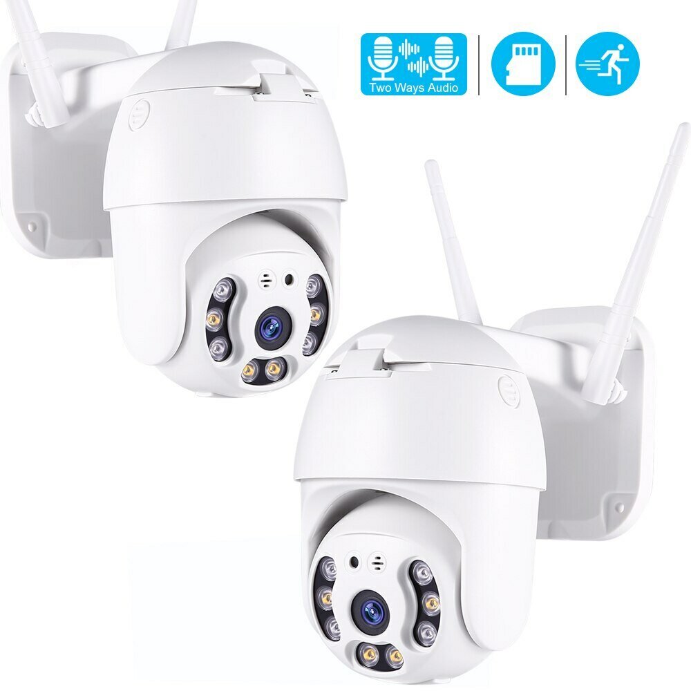 Уличная беспроводная камера наблюдения WiFi smart camera 2MP Комплект из 2шт - Новинка 2021 г. / Уличная ip-камера видеонаблюдения WiFi (C блоком питания) Smart camera