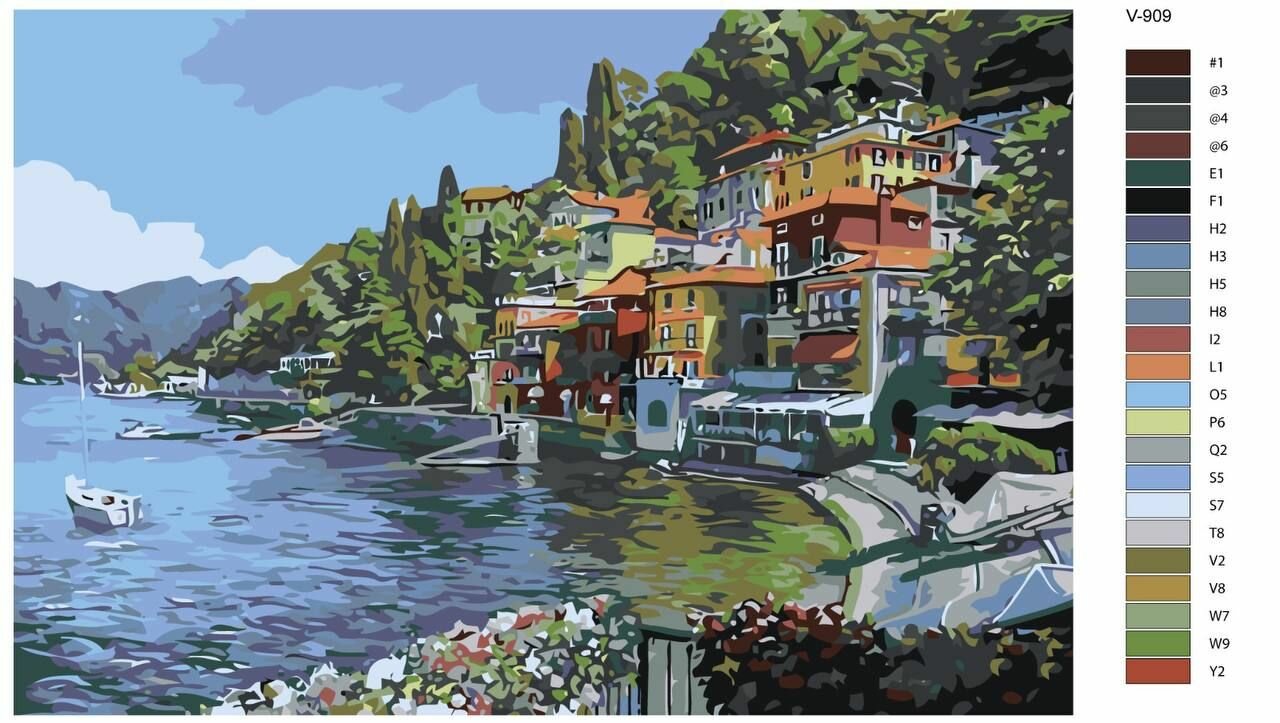 Картина по номерам V-909 "Италия. Озеро Комо", 40x60 см