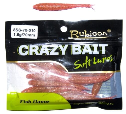 Съедобная силиконовая приманка RUBICON Crazy Bait SS 1.6g, 70mm, цвет 010