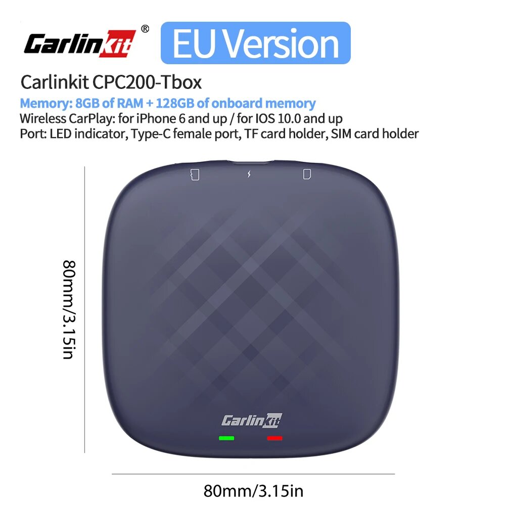 Смарт-приставка Carlinkit, Android 13,0, AI TV Box, беспроводной Carplay Auto, Wi-Fi 2,4 +, умный модуль, 8 + 128 ГБ/4 + 64 ГБ