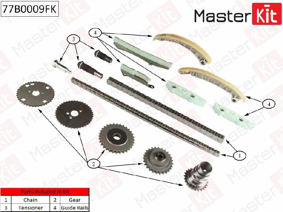 Комплект цепи ГРМ IVECO DAILY IV 35C15 06-11, MASTERKIT 77B0009FK
