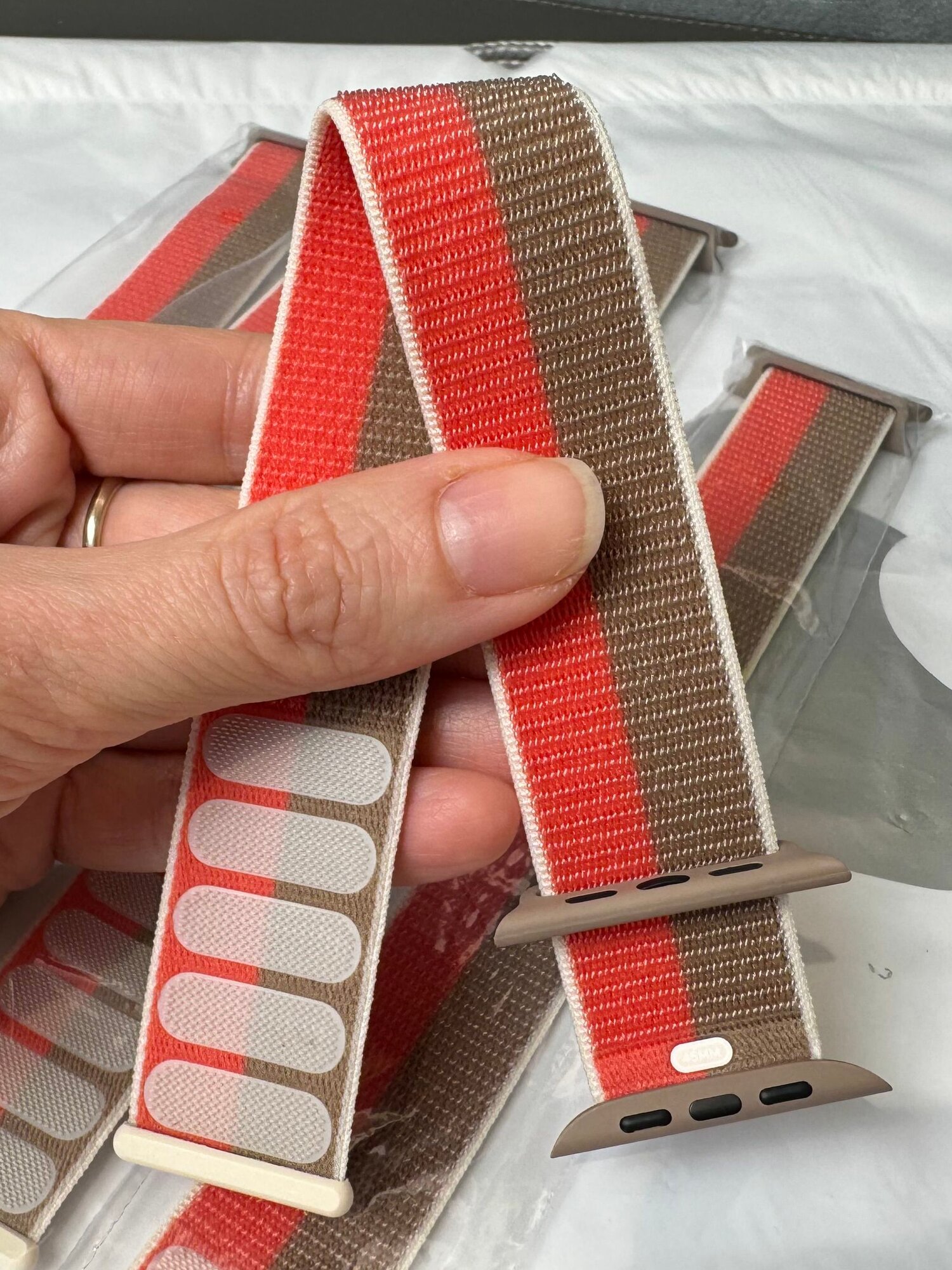 Ремешок нейлоновый/тканевый Sport Loop (Без коробки) Pink Pomelo/Tan для Apple Watch 42-44-45-49mm (Series 1-9, Ultra) 46mm (Series 10) ML303ZM/A