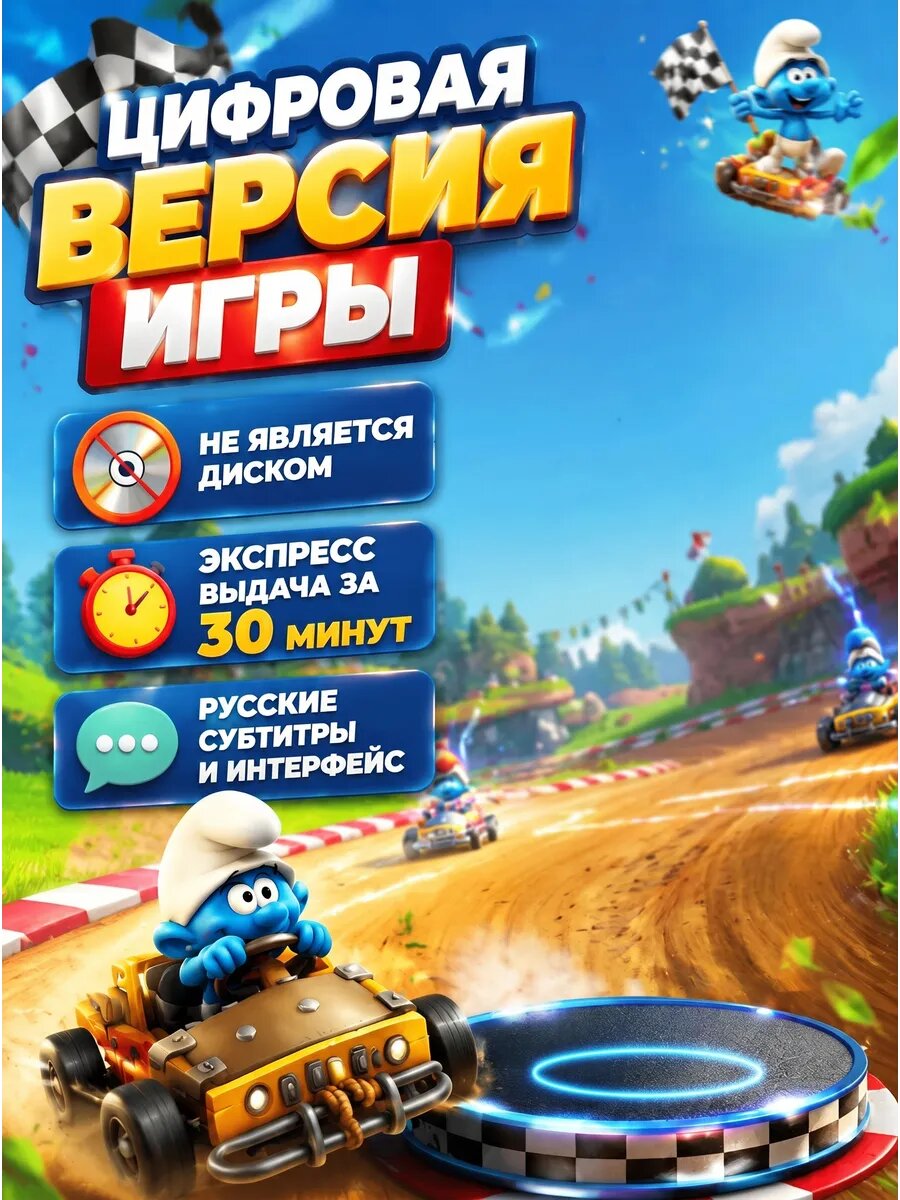 Smurfs Kart Ps4 Ps5 с русскими субтитрами и интерфейсом, цифровая версия