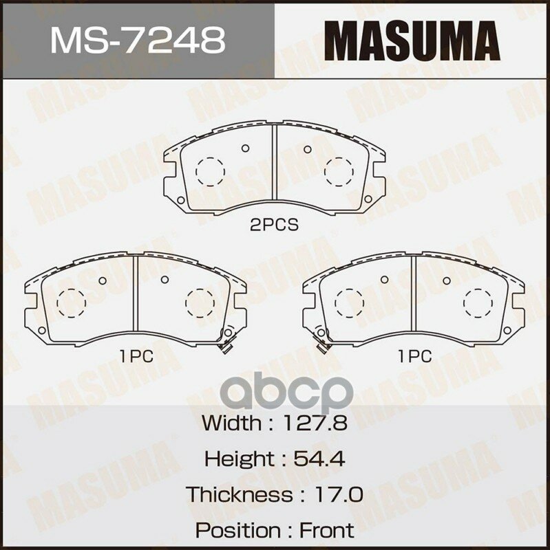 Колодки дисковые SUBARU IMPREZA 1992-2000, SUBARU LEGACY 1988-1998 Masuma арт. MS-7248