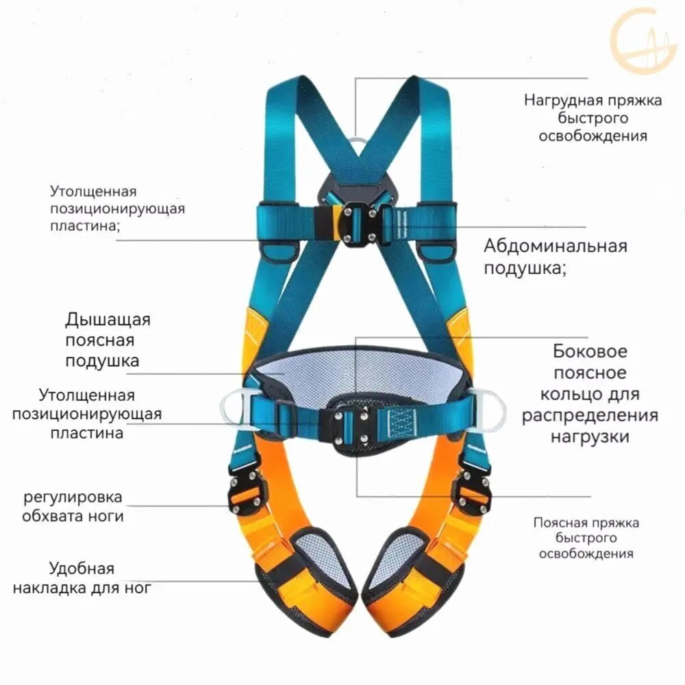 Обвязка альпинистская, размер: 35-37, полиэстер, для мужчин и женщин, синий