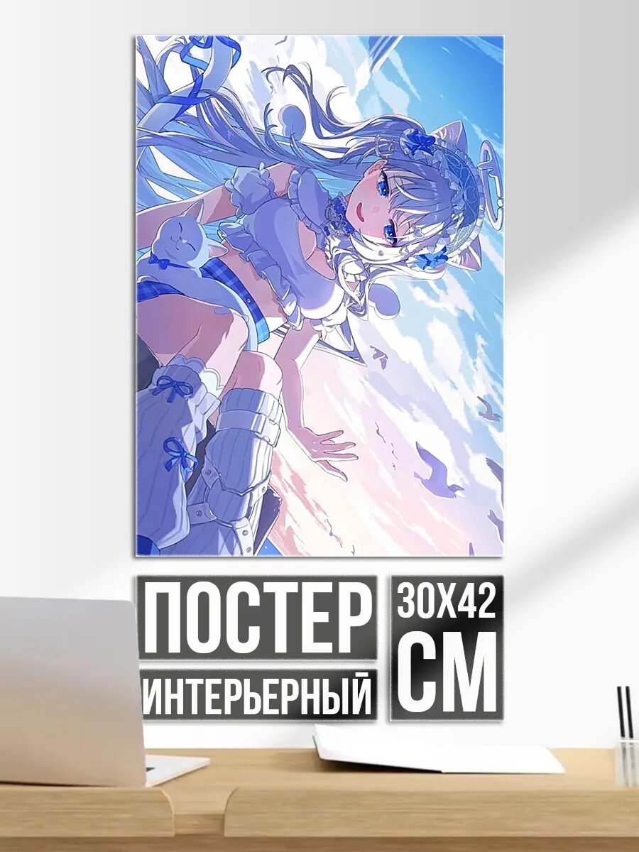 Плакат постер Аниме девушка в голубом
